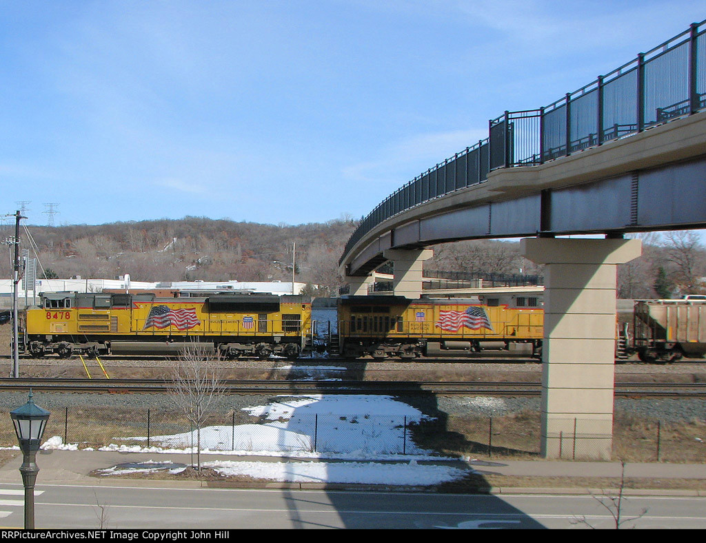 110329078 Westbound UP Train On BNSF/CP Joint Line Passes "Red Rock"
